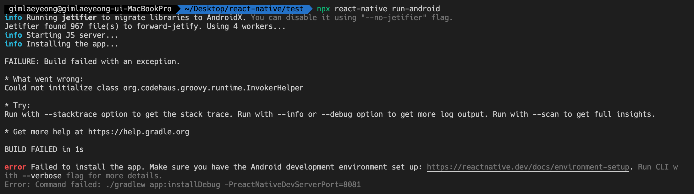 ERROR: npx react-native run-android